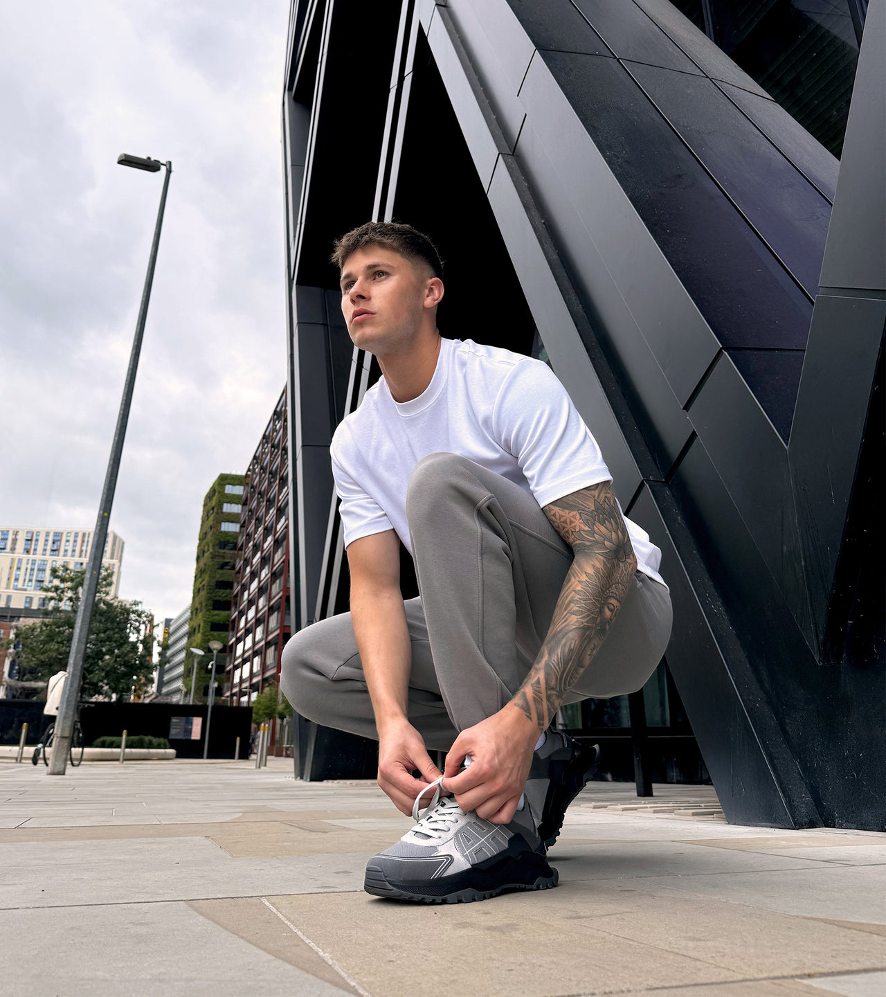 One Grey & Black | Leather Low Top Shoes | Android Homme