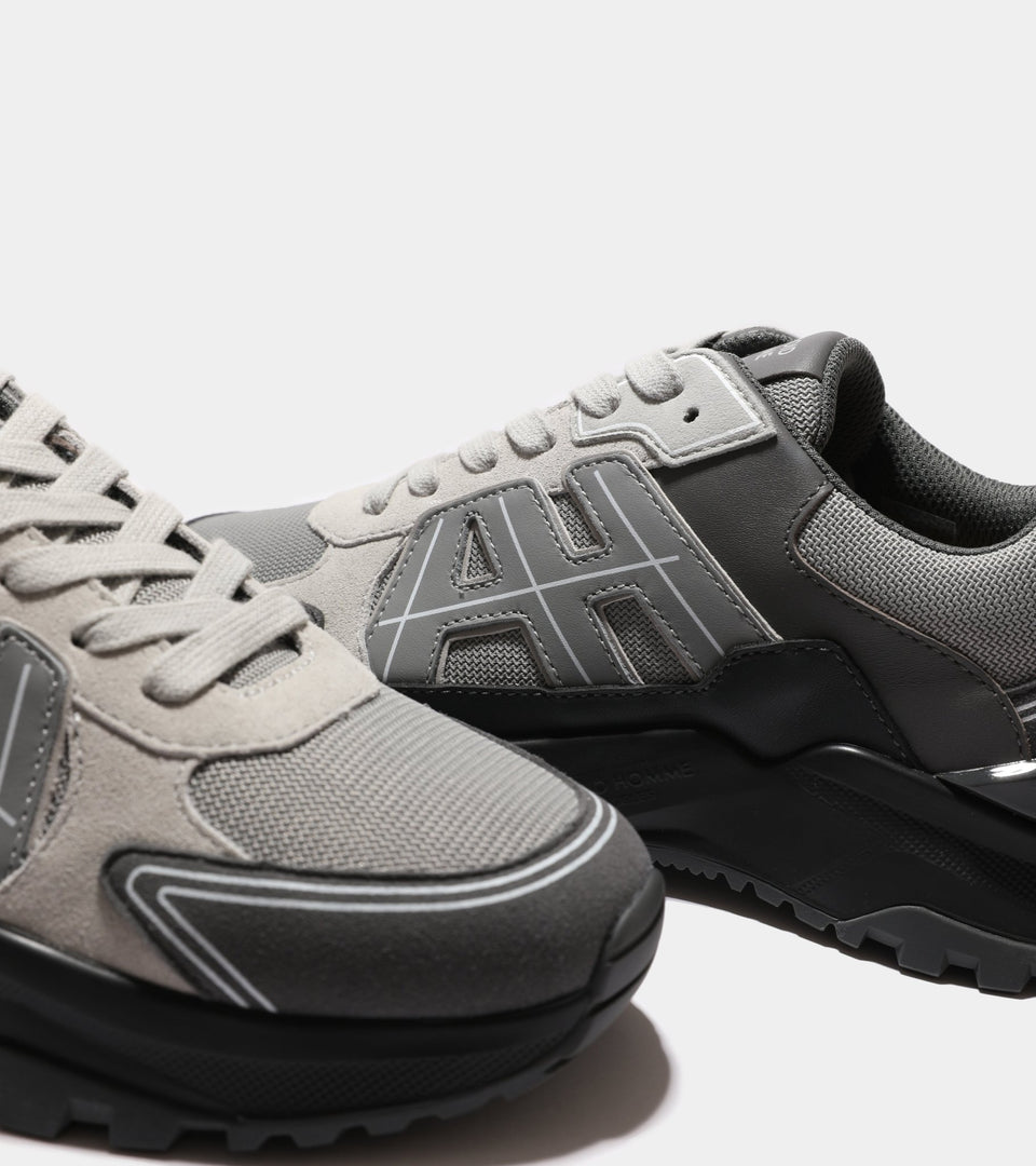 One Grey & Black | Leather Low Top Shoes | Android Homme