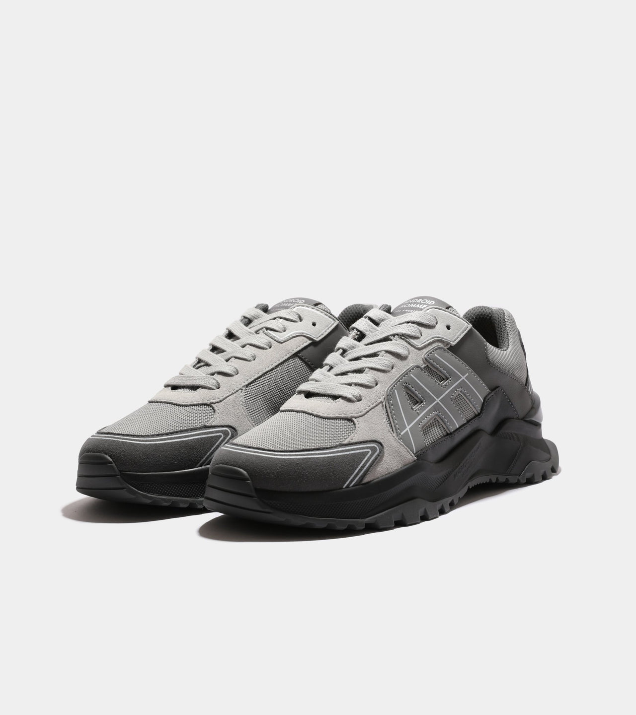 One Grey & Black | Leather Low Top Shoes | Android Homme